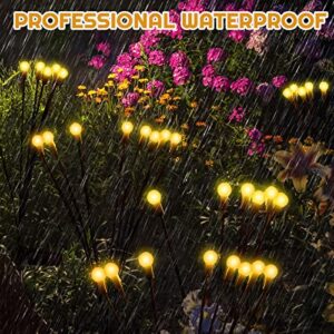 12 Pack Solar Powered Firefly Solar Powered Lights Outdoor Decorative Solar Powered Garden Outdoor Lights Starburst Waterproof Swaying Solar Lights for Yard Paths and Parterre Decoration (White)