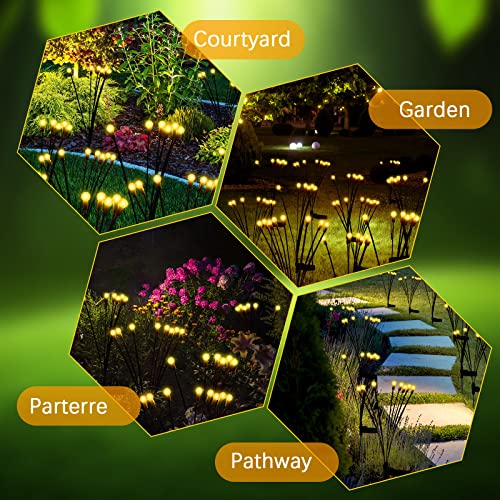 12 Pack Solar Powered Firefly Solar Powered Lights Outdoor Decorative Solar Powered Garden Outdoor Lights Starburst Waterproof Swaying Solar Lights for Yard Paths and Parterre Decoration (White)