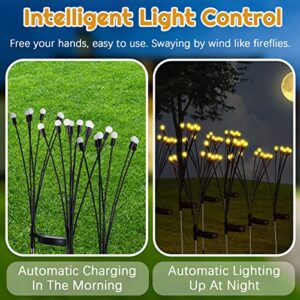 12 Pack Solar Powered Firefly Solar Powered Lights Outdoor Decorative Solar Powered Garden Outdoor Lights Starburst Waterproof Swaying Solar Lights for Yard Paths and Parterre Decoration (White)