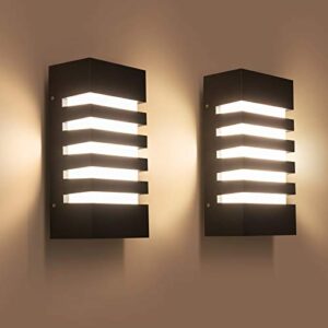 huadeec outdoor wall light 12w led modern wall sconce lamp exterior wall-mounted garden corridor porch patio light waterproof led wall light fixture for outdoor lighting warm white,pack of 2