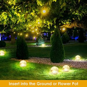 Kowvos Globe Solar Lights Outdoor Garden 2 Pack, Crackle Glass Ball Waterproof Warm White LED for Outdoor Decor Decorations Yard Pathway Patio Lawn