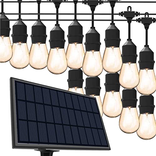 hotNcold Solar String Lights, 15 LED Outdoor Light Bulbs Solar String Light Vintage Waterproof Heavy Duty Solar Lights 44 Ft for Garden Yard Deck Warm White