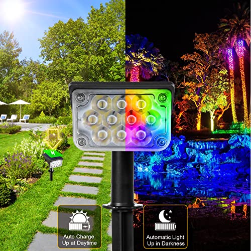 T-SUNUS Solar Color Landscape Spotlights, IP65 Waterproof Solar Powered Spot Light Wall Lights, 2-in-1 Outdoor Solar Landscaping Light for Yard Garden Driveway Porch Walkway Pool Patio