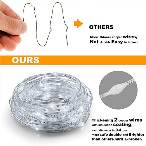 Beewin Upgraded Solar Christmas Lights, 2Pack 33Ft 100Led Solar Lights Outdoor String, Waterproof Transparent Copper Wire 8 Modes Fairy Lights for Wedding Patio Garden Yard Party (White)