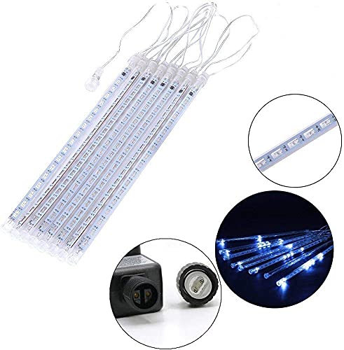 Weepong Meteor Shower Lights Outdoor Christmas Lights UL Certified Falling Rain Lights 12Inch 8Tubes Rain Drop Lights Snowfall Icicle Cascading String Lights for Xmas Holiday Tree Garden Decor Blue