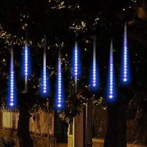 Weepong Meteor Shower Lights Outdoor Christmas Lights UL Certified Falling Rain Lights 12Inch 8Tubes Rain Drop Lights Snowfall Icicle Cascading String Lights for Xmas Holiday Tree Garden Decor Blue