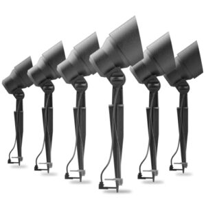 VENUS MANUFACTURING 6 Pack Low Voltage Landscape Spotlight 3W LED Outdoor Landscape Lighting Kits 200 Lumen Black Waterproof Flood Lights 12V 3000K Warm White Metal Tree Lights for Garden & Yard