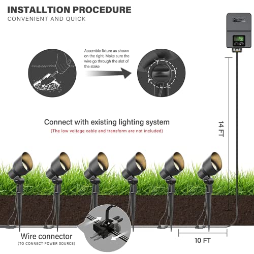 VENUS MANUFACTURING 6 Pack Low Voltage Landscape Spotlight 3W LED Outdoor Landscape Lighting Kits 200 Lumen Black Waterproof Flood Lights 12V 3000K Warm White Metal Tree Lights for Garden & Yard