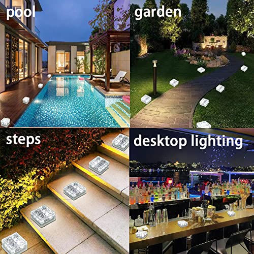 WAHZAUS Solar Ground Lights, 4” x 4” Square Garden Solar Lights Outdoor Waterproof, Solar Outdoor Lights for Garden Lawn Yard Walkway Patio Grounds Decorations.（4 Pack White）