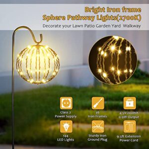 Hiboom Globe Pathway Sphere Ball Light, 3 Sphere Ball 8 Modes 180 Fairy LED Plug in Walkway Light Ball, IP68 Waterproof Light, Christmas Sphere Ball Light for Patio Yard Sideway Path Driveway Garden