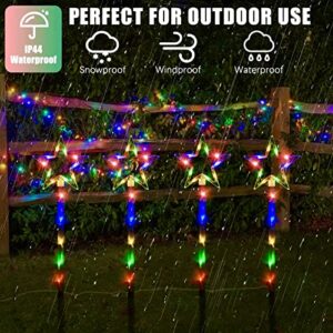 Solar Christmas Pathway Lights, Set of 4 Star Solar Powered Christmas Decorations Outdoor, Waterproof Christmas Garden Stake Lights for Patio, Yard, Garden, Lawn Christmas Holiday Decor