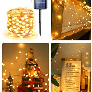 Flacchi Solar Fairy Lights Outdoor Waterproof - 2 Pack 39 ft 100 LED 8 Modes Solar String Lights for Patio Garden Yard Party Wedding Warm White