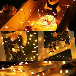 Flacchi Solar Fairy Lights Outdoor Waterproof - 2 Pack 39 ft 100 LED 8 Modes Solar String Lights for Patio Garden Yard Party Wedding Warm White