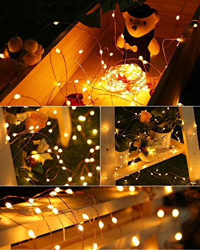 Flacchi Solar Fairy Lights Outdoor Waterproof - 2 Pack 39 ft 100 LED 8 Modes Solar String Lights for Patio Garden Yard Party Wedding Warm White