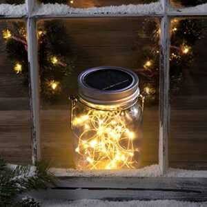 PChero Solar Mason Jar Lights, 2 Pack 30 LEDs Fairy Lights with Jars and Hangers, IP65 Waterproof Decorative Solar Hanging Lanterns Table Light for Outdoor Lawn Home Garden Yard Patio Party Decor