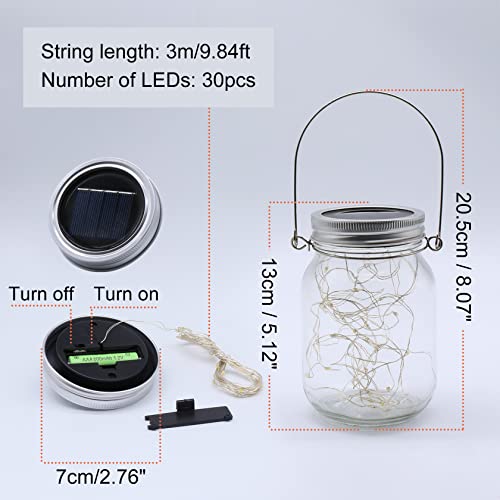 PChero Solar Mason Jar Lights, 2 Pack 30 LEDs Fairy Lights with Jars and Hangers, IP65 Waterproof Decorative Solar Hanging Lanterns Table Light for Outdoor Lawn Home Garden Yard Patio Party Decor