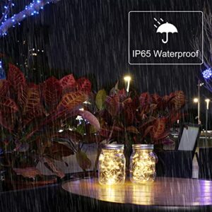 PChero Solar Mason Jar Lights, 2 Pack 30 LEDs Fairy Lights with Jars and Hangers, IP65 Waterproof Decorative Solar Hanging Lanterns Table Light for Outdoor Lawn Home Garden Yard Patio Party Decor