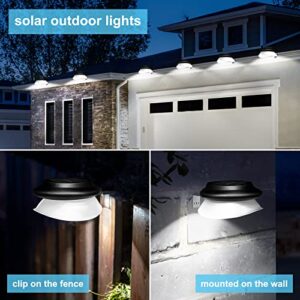 KINKAI Solar Gutter Lights 6pcs - Bright Solar Powered led Fence Light with 9 LED, IP55 Waterproof Outdoor Lighting for Garden Deck Backyard Pathway Eaves Wall, Cool White