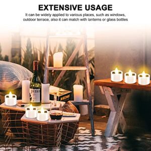 6 Pieces Solar Tea Light Candles Flameless Outdoor Waterproof Solar Tea Lights Rechargeable Candles with Dusk to Dawn Flickering Light Sensor for Party Garden Home Decor, 1.5 x 1.4 Inch