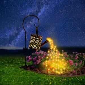 garden decor solar lights outdoor watering can decoration hanging lantern waterproof for lawn patio garden courtyard yard pathway walkway outdoor gardening, gift for mom grandma women birthday