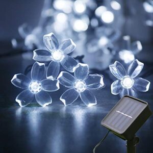 mankinlu outdoor solar garden flower string lights waterproof 39 ft 100 led solar string lights solar flower fairy string lights solar twinkle lights for trees patio landscape yard porch decor white