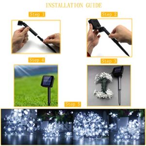 Mankinlu Outdoor Solar Garden Flower String Lights Waterproof 39 FT 100 LED Solar String Lights Solar Flower Fairy String Lights Solar Twinkle Lights for Trees Patio Landscape Yard Porch Decor White