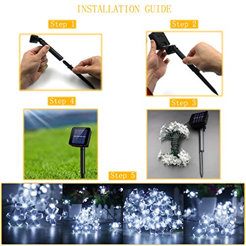 Mankinlu Outdoor Solar Garden Flower String Lights Waterproof 39 FT 100 LED Solar String Lights Solar Flower Fairy String Lights Solar Twinkle Lights for Trees Patio Landscape Yard Porch Decor White