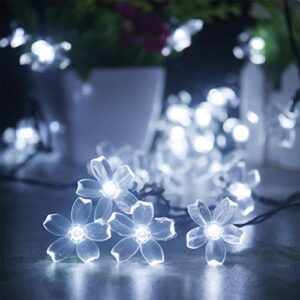 Mankinlu Outdoor Solar Garden Flower String Lights Waterproof 39 FT 100 LED Solar String Lights Solar Flower Fairy String Lights Solar Twinkle Lights for Trees Patio Landscape Yard Porch Decor White