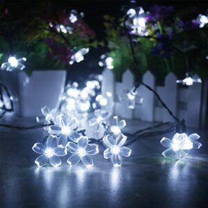 Mankinlu Outdoor Solar Garden Flower String Lights Waterproof 39 FT 100 LED Solar String Lights Solar Flower Fairy String Lights Solar Twinkle Lights for Trees Patio Landscape Yard Porch Decor White