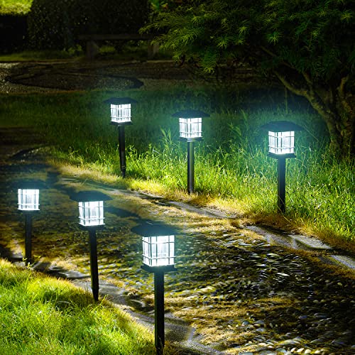 nommthy 4 Pack 40 Lumen Solar Garden Lights Outdoor, IP44 Waterproof Solar Powered Garden LED Lights, Solar Pathway Lights for Garden, Landscape, Path, Yard, Patio, Driveway-(Cold White)