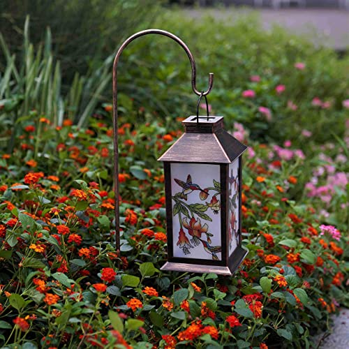 1 Dragonfly Lantern&1 Hummingbird Lantern, Solar Lanterns Outdoor Hanging Solar Lights Decorative for Garden Patio Porch and Tabletop Decorations.