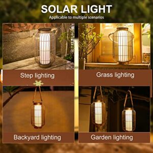 baterysu Large Outdoor Solar Lanterns Hanging Light Waterproof LED Garden Lights Solar Powered Retro Metal Auto On Off Table Lamp for Garden Patio Porch Pathway Walkway Tabletop Decorative(Bronze)