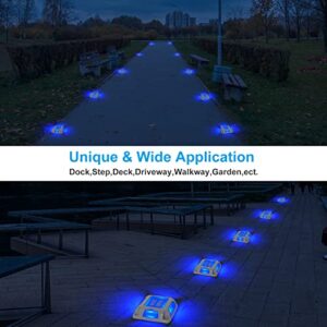 CREPOW Solar Deck Lights Driveway Dock Lights- 8 Packs Waterproof 1200mAh Solar Powered Outdoor LED Aluminum Dock Lighting Road Markers Step Lights for Driveway Sidewalk Garden Pathway Yard (Blue)