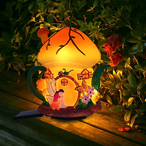 VOOKRY Solar Mushroom Lights Fairy Garden Lights for Home Decor Outdoor Decorative Stakes Mushroom House Solar Powered LED Landscape Lighting for Lawn, Walkway, Patio, Yard