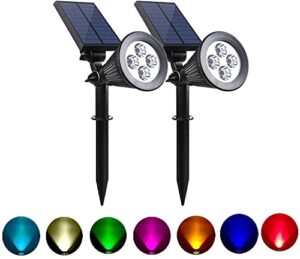 calltou solar spot lights 7 colors halloween lights christmas solar outdoor light waterproof landscape lighting 180°adjustable solar landscape spotlights for house backyard pool patio garden 2 pack