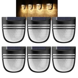 solar fence lights, 6 pack led solar deck lights – waterproof – easy installation – long lasting battery – beautiful lighting decoration – amber led light, outdoor solar light for garden, stairway