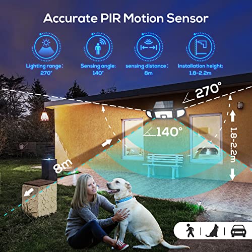 Solar Outdoor Lights Motion Sensor, 125 LED Waterproof IP65, 360° Adjustable 3 Heads Motion Sensor Lights with Remote Control, Wireless Security Lights Motion Outdoor Garden Garage Porch Yard