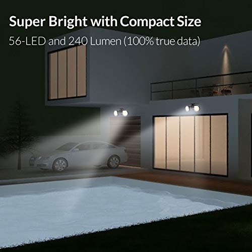 Neetto L601 56 LED Outdoor Solar Motion Sensor Security Lights, Wireless IP65 Water Rasistant Night Lights, Double Headed Adjustable, Spotlight, Security for Garage Garden Driveway Front Door Wall