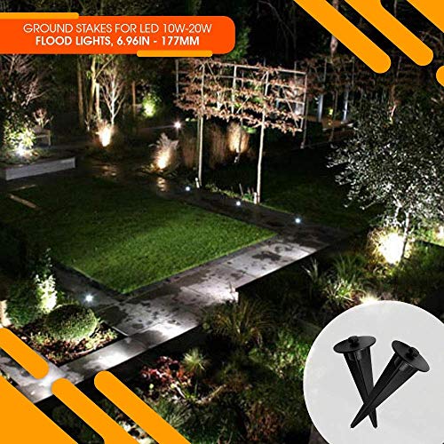 DEMASLED 2pcs Metal Ground Stake for 10W - 20W LED Flood Light Holder 6.6 in - 16.8cm for Outdoors Gardens and Yard