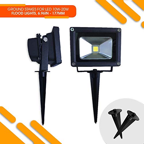 DEMASLED 2pcs Metal Ground Stake for 10W - 20W LED Flood Light Holder 6.6 in - 16.8cm for Outdoors Gardens and Yard