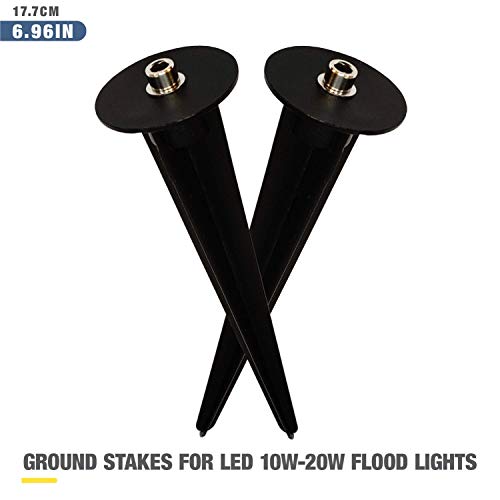 DEMASLED 2pcs Metal Ground Stake for 10W - 20W LED Flood Light Holder 6.6 in - 16.8cm for Outdoors Gardens and Yard