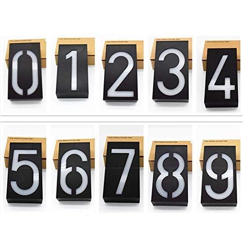 LED Solar House Number Light, Garden Numbers Solar Powered Address Sign LED Illuminated Outdoor Plaques and Wall Art Lighted Up for Home Yard Street (Digit 6)