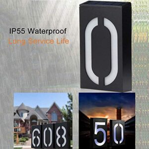 LED Solar House Number Light, Garden Numbers Solar Powered Address Sign LED Illuminated Outdoor Plaques and Wall Art Lighted Up for Home Yard Street (Digit 6)