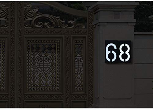 LED Solar House Number Light, Garden Numbers Solar Powered Address Sign LED Illuminated Outdoor Plaques and Wall Art Lighted Up for Home Yard Street (Digit 6)