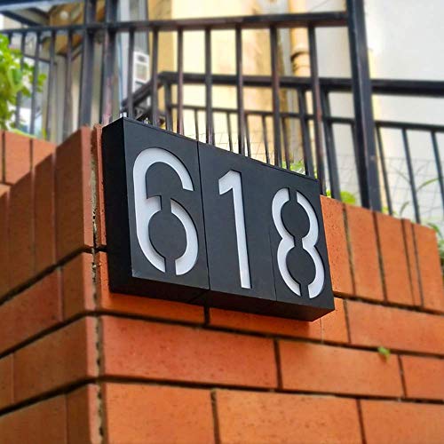 LED Solar House Number Light, Garden Numbers Solar Powered Address Sign LED Illuminated Outdoor Plaques and Wall Art Lighted Up for Home Yard Street (Digit 6)