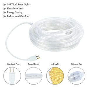 Afirst LED Rope Lights Outdoor 18FT - Warm White Fairy Lights Connectable IP65 Waterproof Outdoor Strip Lights for Home Decor, Garden, Bedroom, Patio, Holiday Decoration