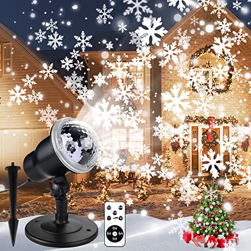 Christmas Projector Light Outdoor, Snowflake Projector Lights Indoor, Holiday Lights with Remote Control, Waterproof LED Snowfall Projection Lamp for Christmas Theme Party, Patio, Garden Decoration