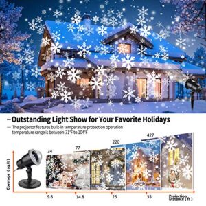 Christmas Projector Light Outdoor, Snowflake Projector Lights Indoor, Holiday Lights with Remote Control, Waterproof LED Snowfall Projection Lamp for Christmas Theme Party, Patio, Garden Decoration