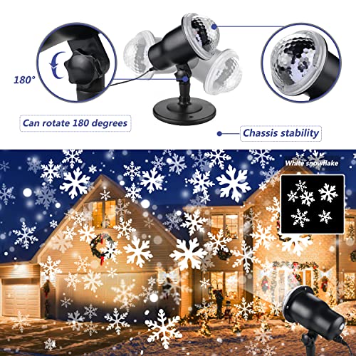 Christmas Projector Light Outdoor, Snowflake Projector Lights Indoor, Holiday Lights with Remote Control, Waterproof LED Snowfall Projection Lamp for Christmas Theme Party, Patio, Garden Decoration