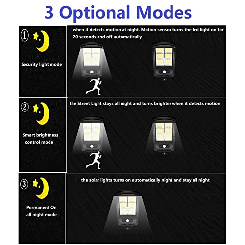 Solar Street Lights - 6000 Lumens 120 LED Motion Sensor Security Solar Flood Lights Outdoor Wall Lamp with 3 Lighting Modes for Front Door, Garden, Yard, Garage, Path (4-Pack)